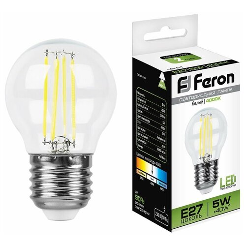Упаковка светодиодных ламп 10 шт. Feron LB-61 25582, E27, G45, 5 Вт, 4000 К