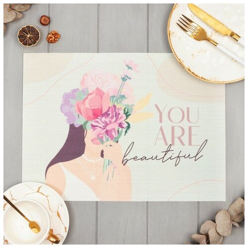 Салфетка на стол Доляна "You are beautiful" ПВХ 40x29см./В упаковке шт: 1