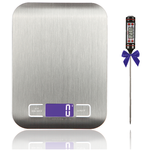 Электронные кухонные весы Benabe серые с кулинарным термометром / до 5 кг