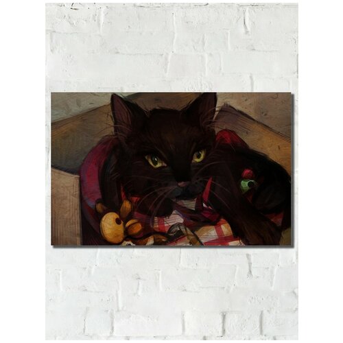 Картина интерьерная на рельефной доске животные кот котенок милота - 5132