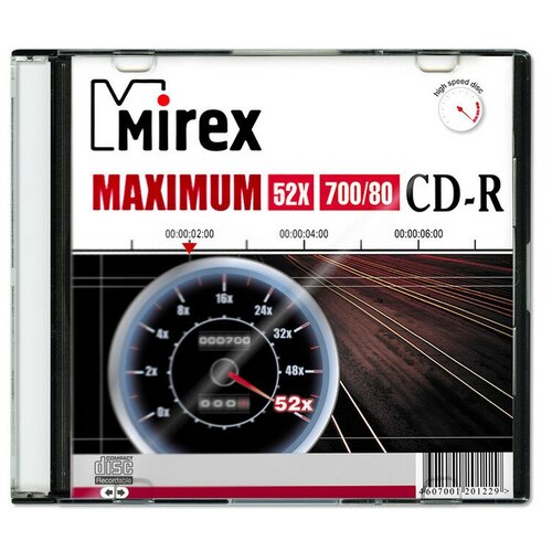 Носители информации CD-R, 52x, Mirex Maximum, Slim/1, UL120052A8S