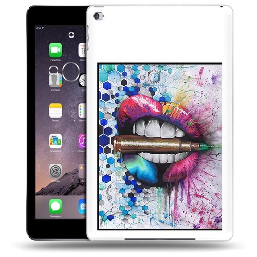 Чехол задняя-панель-накладка-бампер MyPads разноцветные губы с пулей для Apple iPad Air 2 (A1566/A1567) противоударный