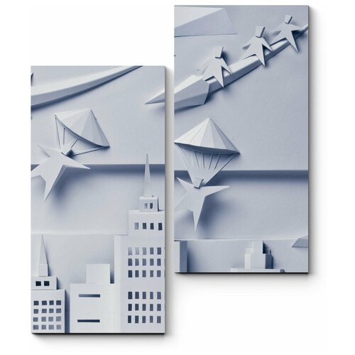 Модульная картина Бумажный город 70x88