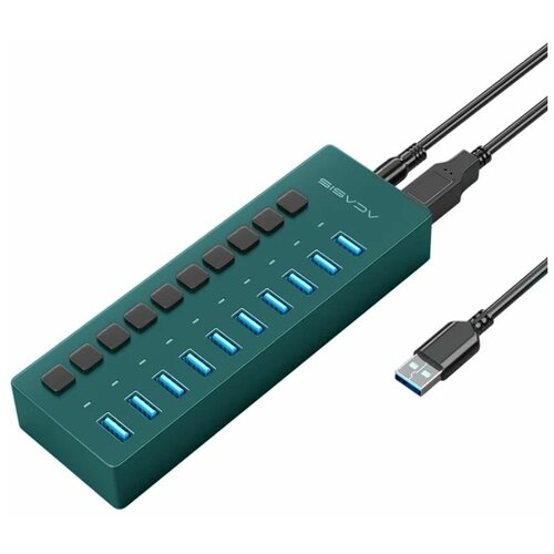Хаб Acasis USB 3.0 12V 4A HS-710MC (10 портов) Green