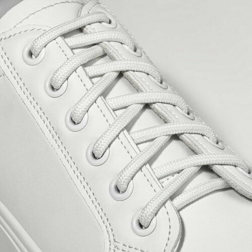 Шнурки для обуви, круглые, d = 6 мм, 90 см, фасовка 25 шт, цвет белый, 25 шт.