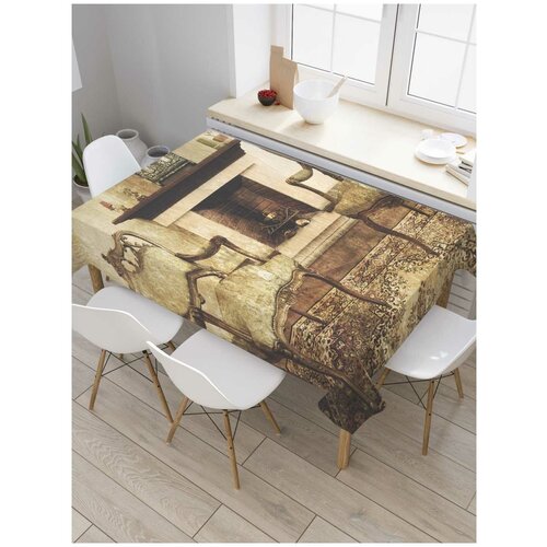 Скатерть прямоугольная JoyArty на кухонный стол "Уютный старый дом" из оксфорда, 180x145 см