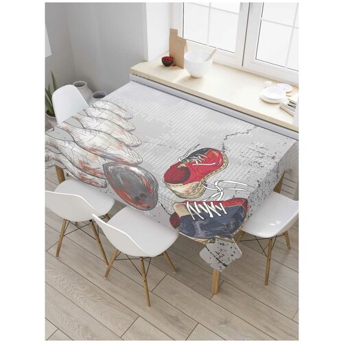 Скатерть прямоугольная JoyArty на кухонный стол "Ботинки боулера" из оксфорда, 180x145 см