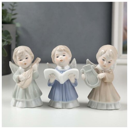 Сувенир керамика "Ангелы" набор 3 шт 10х5х5 см 485344