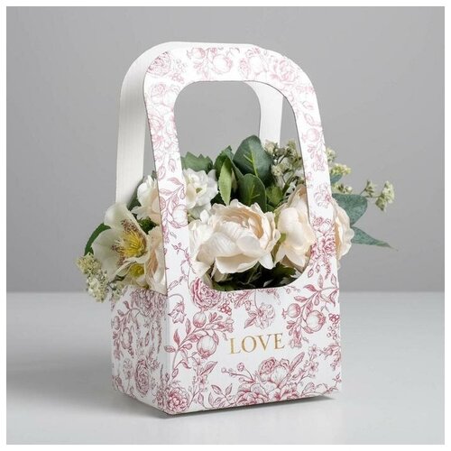 Коробка-переноска для цветов «Цветы», 17 × 12 × 32 см