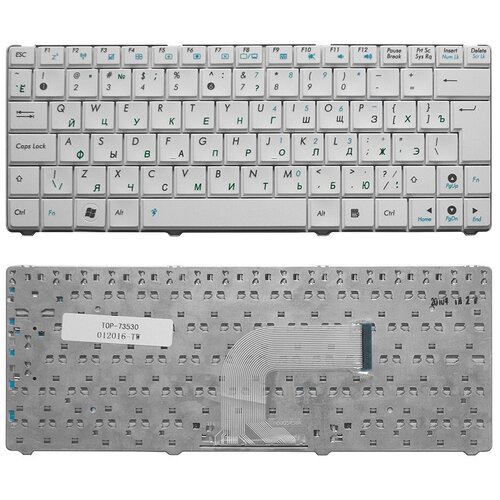 Клавиатура для ноутбука Asus N10, N10A, N10C, N10E, N10J, N10JC Series. Г-образный Enter. Белая, без рамки. PN: V090262BS2, 0KNA-1J2RU01.