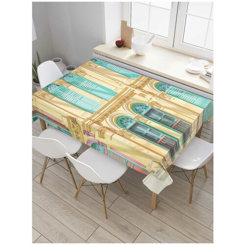 Скатерть прямоугольная JoyArty на кухонный стол "Жилые квартиры" из оксфорда, 180x145 см