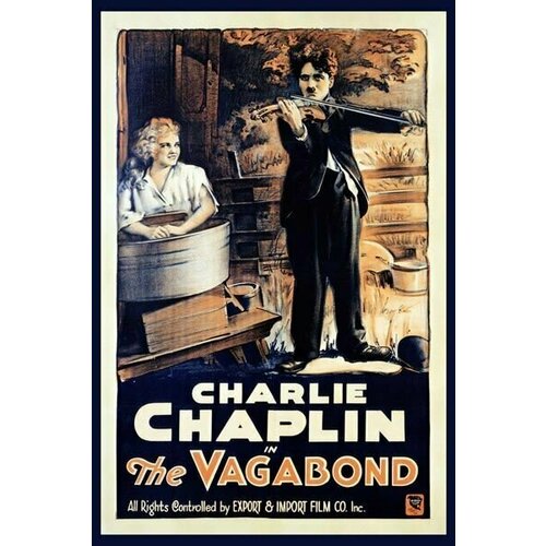 Плакат, постер на бумаге иностранный Poster for Charlie Chaplin in The Vagabond. Размер 60 х 84 см
