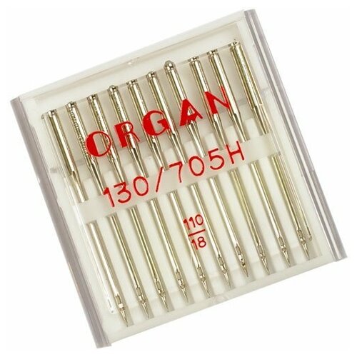 Иглы для бытовых швейных машин "Organ Needles", №110, 10 штук, арт. 130/705H