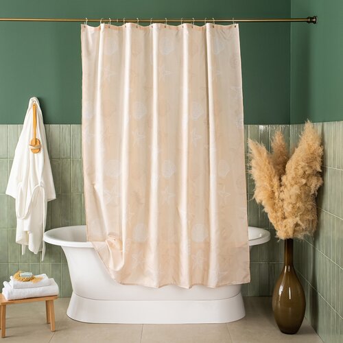 Занавеска (штора) Omeni для ванной комнаты тканевая 180х180 см, цвет бежевый