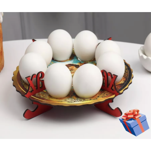 Подставка, тарелка для яиц "Девочка с ягнёнком" 19.5 см. х 19.5 см. х 3 см. дерево