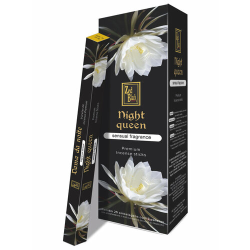 NIGHT QUEEN fab series Premium Incense Sticks, Zed Black (королева ночи премиум благовония палочки, Зед Блэк), уп. 8 палочек.