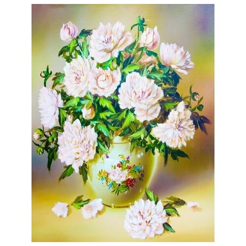 Репродукция на холсте Цветы в вазе (Flowers in a vase) №77 Пищик Филипп 40см. x 52см.