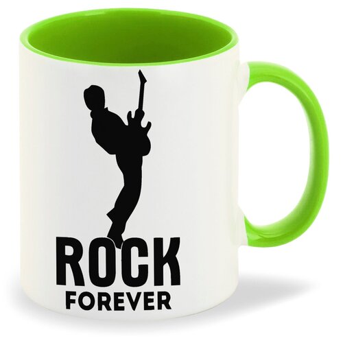 Кружка светло-зеленый CoolPodarok Rock forever (рок навсегда)
