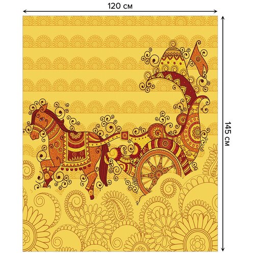 Скатерть прямоугольная JoyArty "Лошадь с каретой" из сатена, 120x145 см