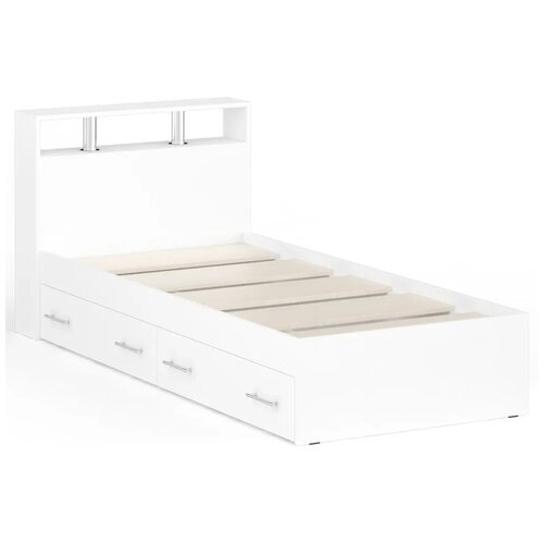 Кровать Мебель СВК Камелия 900 с ящиками, размер (ДхШ): 217х94 см, спальное место (ДхШ): 200х90 см, цвет: белый
