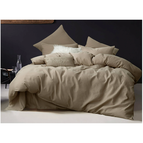 Комплект постельного белья Ситрейд однотонный CS0, 2-спальное, полисатин, бежевый