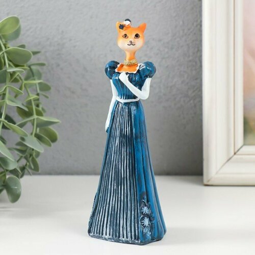 Сувенир полистоун "Леди кошка в синем платье" (комплект из 5 шт)