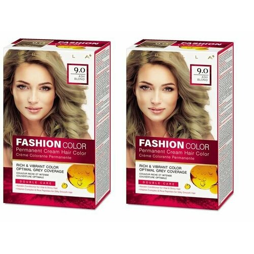 RuBella Краска для волос Fashion Color, тон 9.0 Ash Blond, 50/50/15 мл, 2 уп