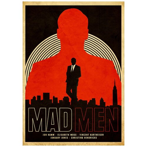 Интерьерный постер на стену картина для интерьера в подарок плакат фильма кинопостер кино "Mad Men" размера 40х50 см 400*500 мм репродукция в тубусе без рамы для декора комнаты офиса дома дизайна кухни спальни гостиной детской