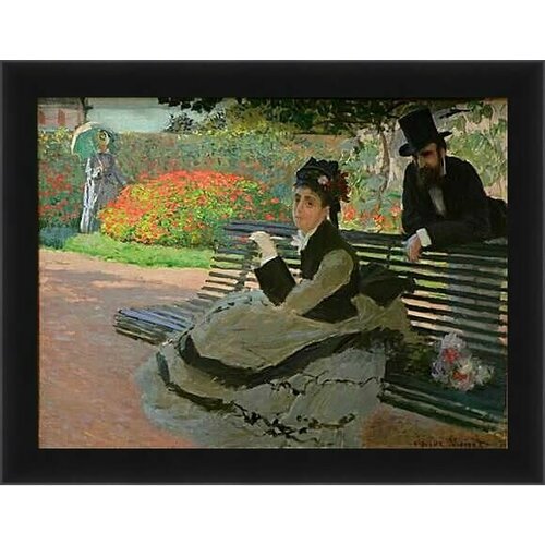 Плакат, постер на бумаге Camille Monet on a Garden Bench. Клод Моне. Размер 60 х 84 см