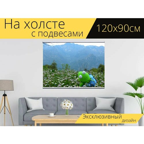 Картина на холсте "Кермит, лягушка, мировоззрение" с подвесами 120х90 см. для интерьера