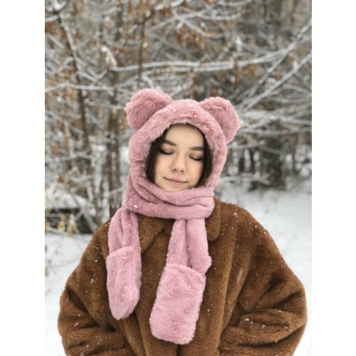 Шапка  Шапки с ушками, размер 56, розовый