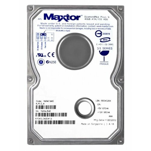 Жесткий диск Maxtor 6Y040L0 40Gb 7200 IDE 3.5" HDD