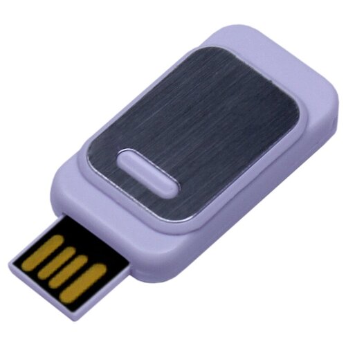 Пластиковая прямоугольная выдвижная флешка с металлической пластиной (4 Гб / GB USB 2.0 Белый/White 045)