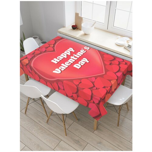 Прямоугольная водоотталкивающая тканевая скатерть на стол JoyArty с рисунком "Праздник любви" 145 на 180 см
