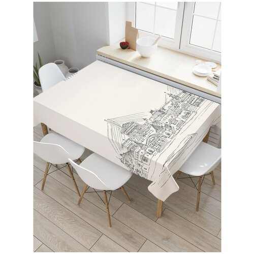 Скатерть прямоугольная JoyArty на кухонный стол "Открытка с видом Владивостока" из оксфорда, 120x145 см