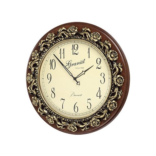 Часы настенные деревянные большие круглые Granat GB 16325 размер 45x45 см