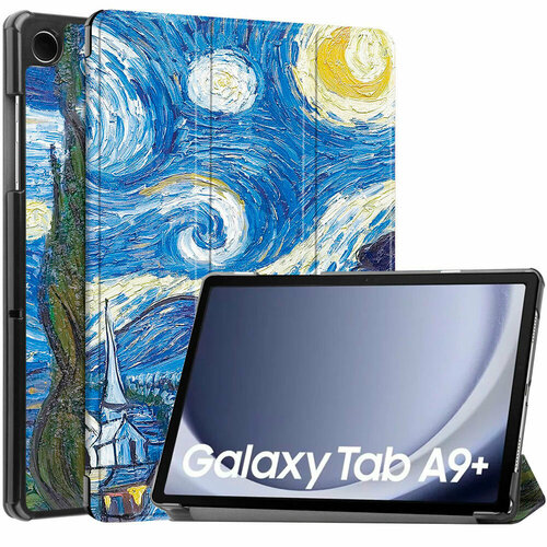 Чехол для планшета Samsung Galaxy Tab A9 Plus 11 дюймов (SM-X210/X216), с магнитом и красивым рисунком (Звездная ночь)