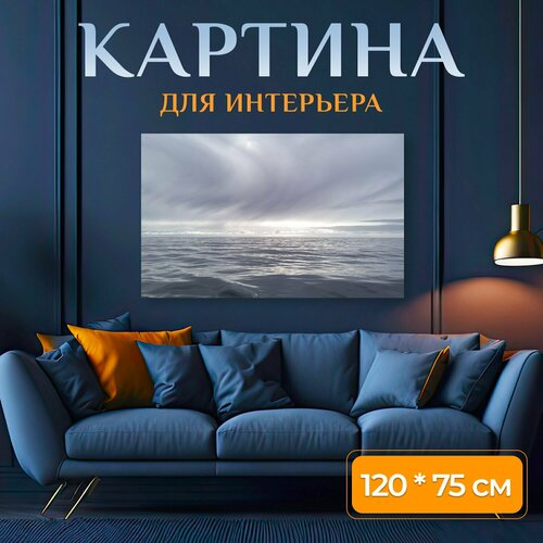 Картина на холсте "Море, вода, небо" на подрамнике 120х75 см. для интерьера