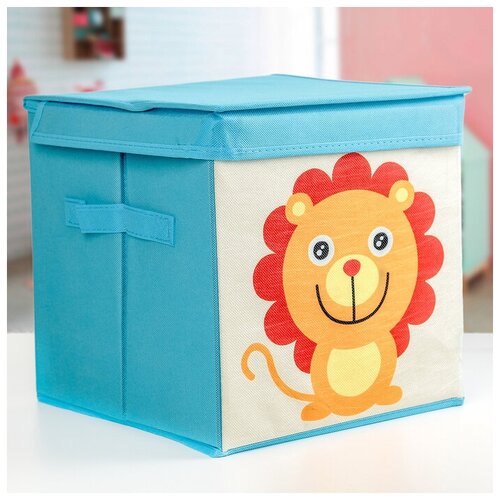 Короб стеллажный для хранения с крышкой «Львёнок», 25×25×25 см, цвет микс