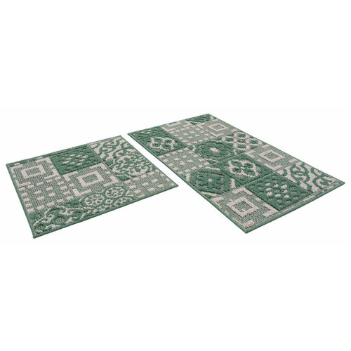 Набор ковриков Shahintex Loop Italiano 50*80+50*50 «Мозаика» зеленый 52 7191