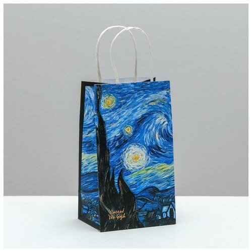 Пакет подарочный крафтовый «Ван Гог», 12 × 21 × 9 см