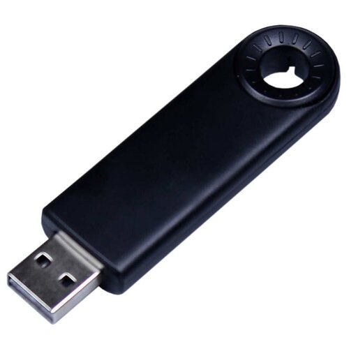 Классическая черная выдвижная пластиковая флешка с круглым отверстием (128 Гб / GB USB 3.0 Черный/Black 035BK)