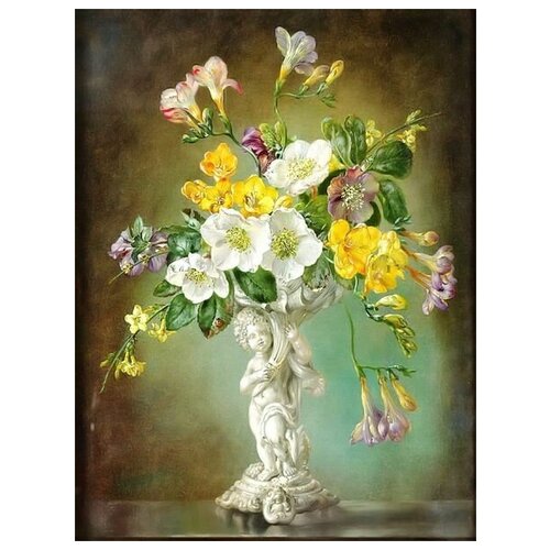Репродукция на холсте Цветы в вазе (Flowers in a vase) №85 Кеннеди Сесил 30см. x 40см.