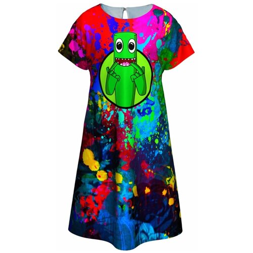 Детское принтованное платье Rainbow Friends Green (17002) 146 см