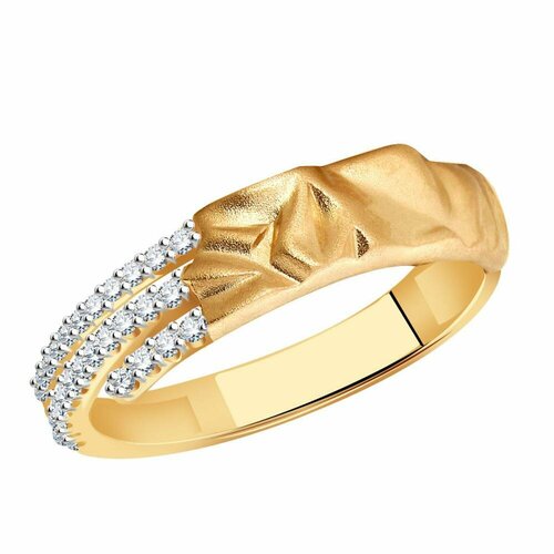 Кольцо Diamant online, золото, 585 проба, фианит, размер 18, прозрачный
