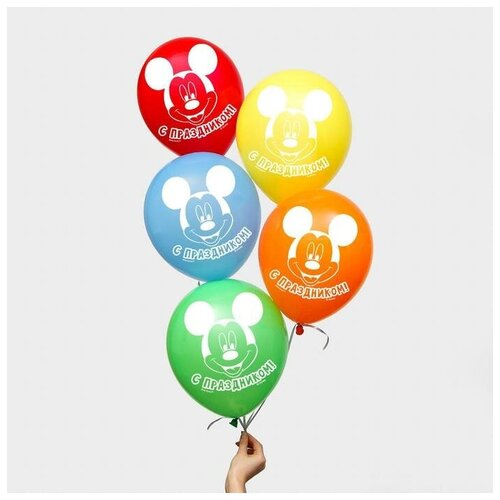 Disney Воздушные шары "С праздником", Микки Маус, 5 шт, 12"
