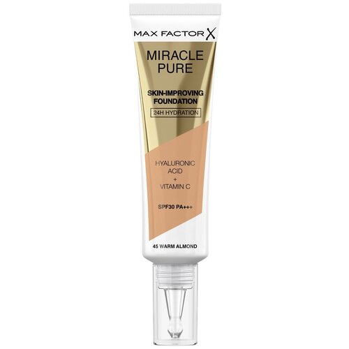 Max Factor Тональный крем Miracle Pure Foundation, SPF 30, 30 мл, оттенок: 45 Warm Almond