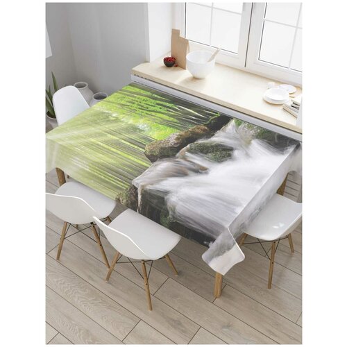 Скатерть прямоугольная JoyArty на кухонный стол "Безудержная река" из оксфорда, 180x145 см