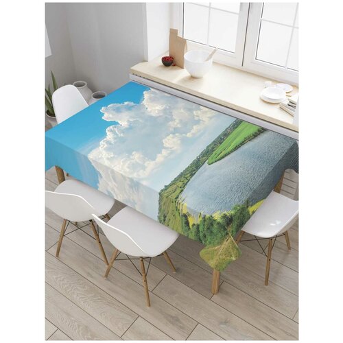 Скатерть прямоугольная JoyArty на кухонный стол "Круглый водоем" из оксфорда, 180x145 см