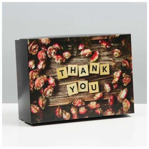 Коробка подарочная, крышка-дно, сборная "Thank you", 21x15x7 см